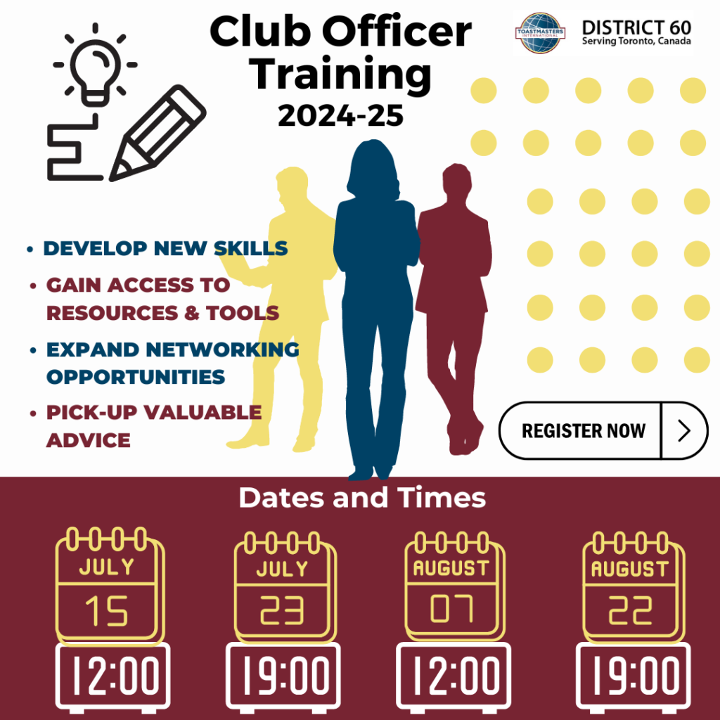 District 60 Toastmasters Club Officer Training (Make Up Session ...