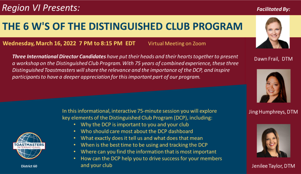 The 6 W's of the Distinguished Club Program Workshop - District 60 ...