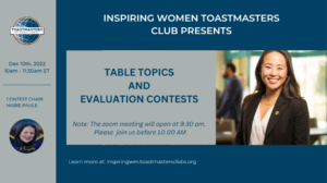 Inspiring Women Toastmaster's Table Topics and Evaluation contests ...