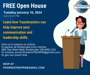 It's Time for Phoenix-Toronto Toastmasters - Open House! Tuesday Jan ...