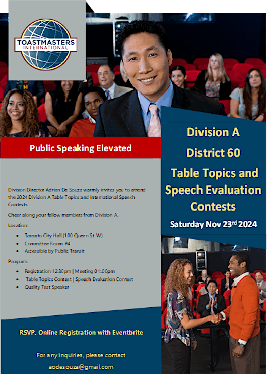 District 60 Division A Speech Evaluation and Table Topics Contests ...